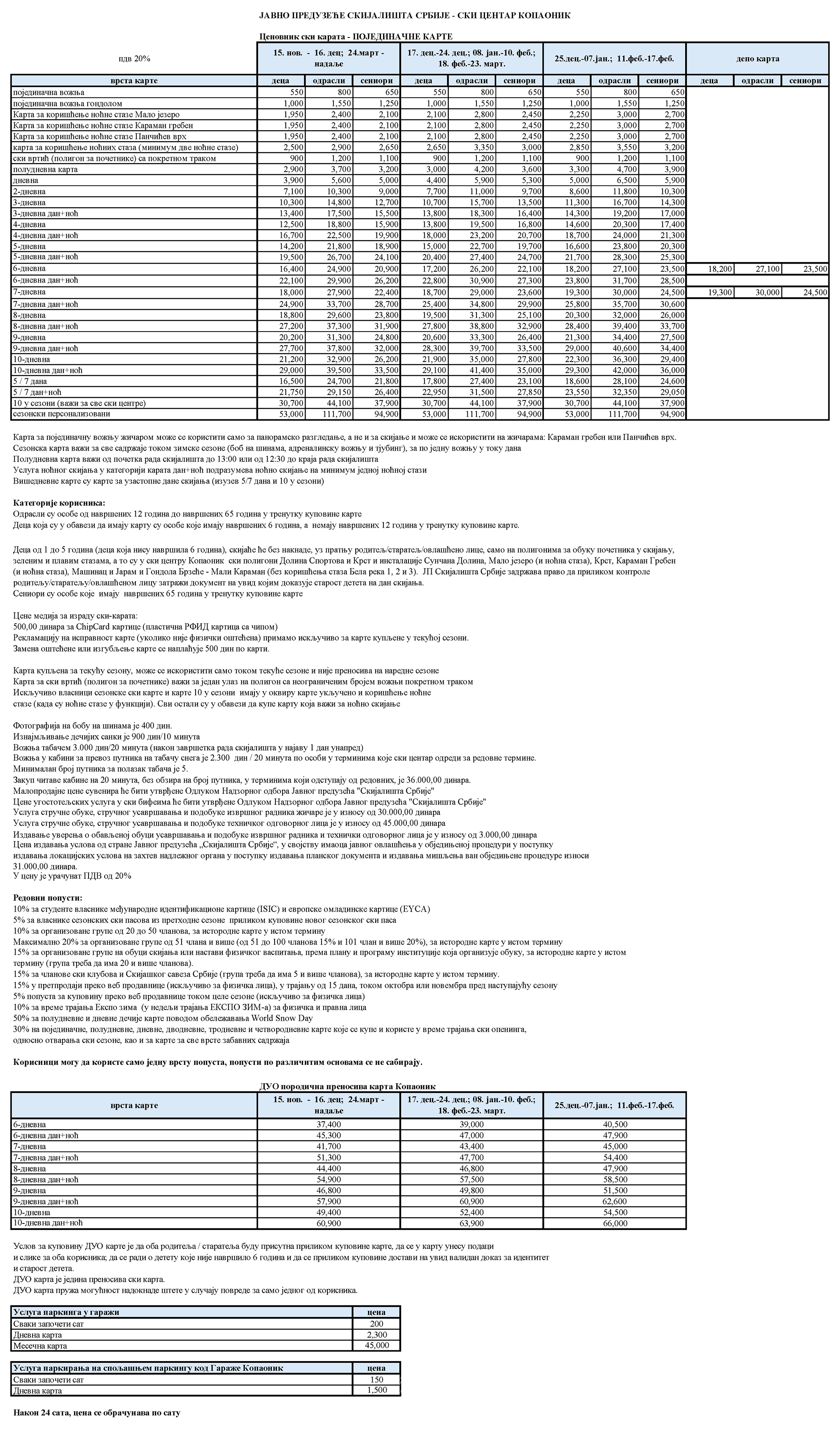 Kopaonik - infoKOP - Ski pass